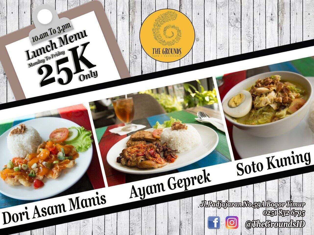 Menu at The Grounds Cafe, Bogor, Jalan Raya Pajajaran.59A Baranangsiang ...