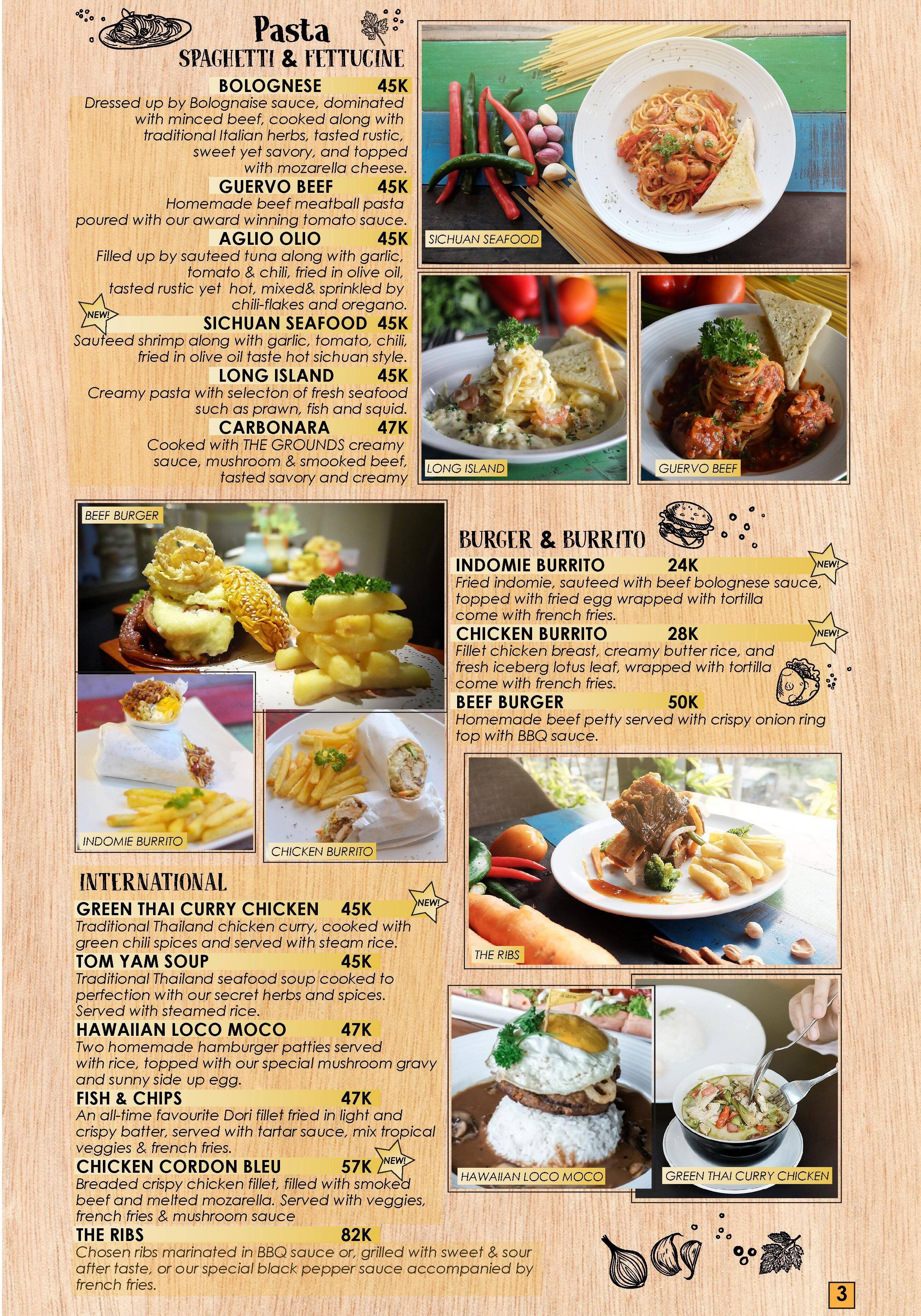 Menu at The Grounds Cafe, Bogor, Jalan Raya Pajajaran.59A Baranangsiang ...