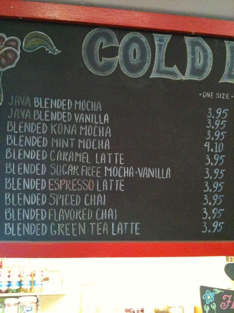 Menu at Full of Beans Coffee House, Ojai