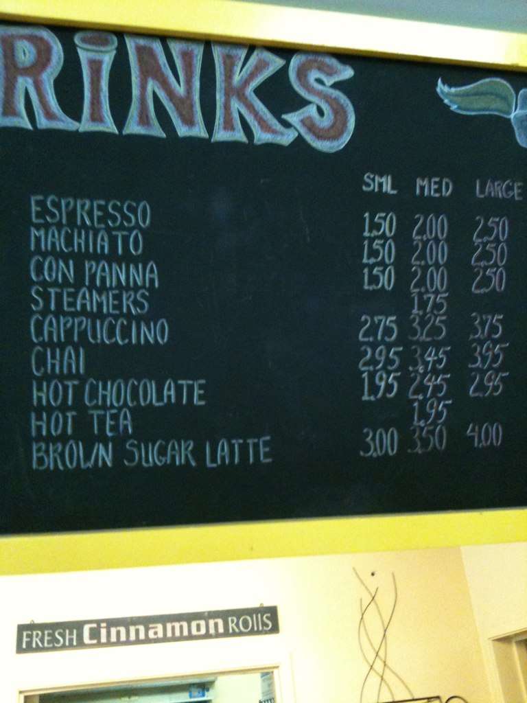 Menu at Full of Beans Coffee House, Ojai