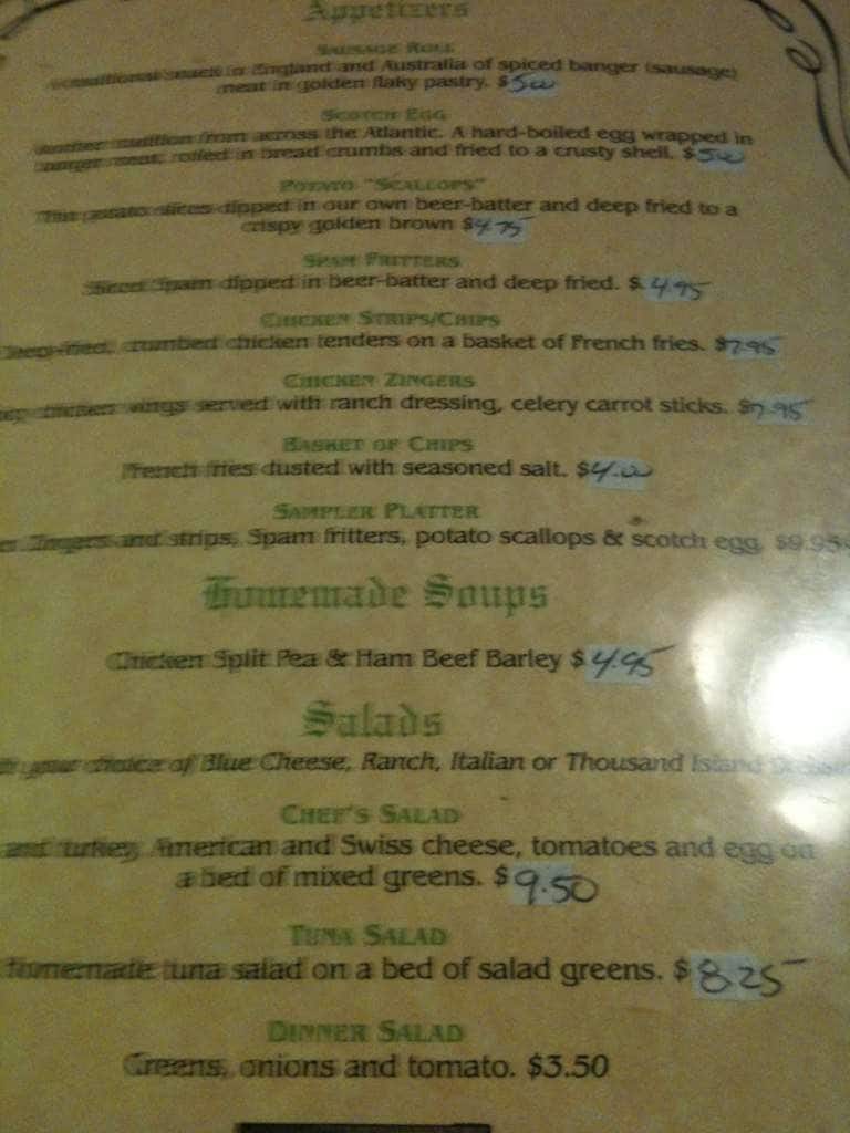 Menu at The British Bulldog Pub, Upland