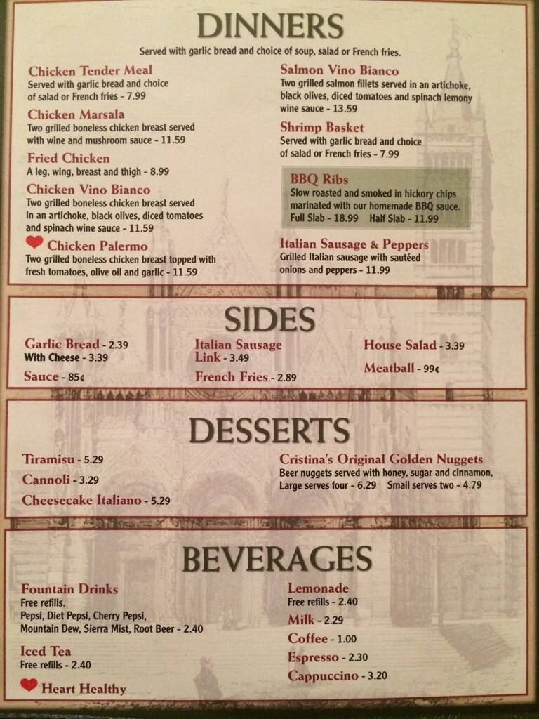 Menu at Alfano's Pizzeria & Italian in Rochelle, Rochelle