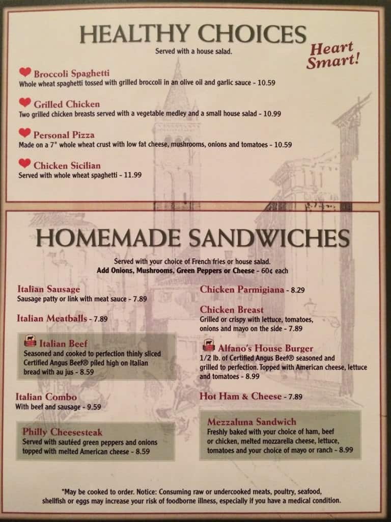 Menu at Alfano's Pizzeria & Italian in Rochelle, Rochelle