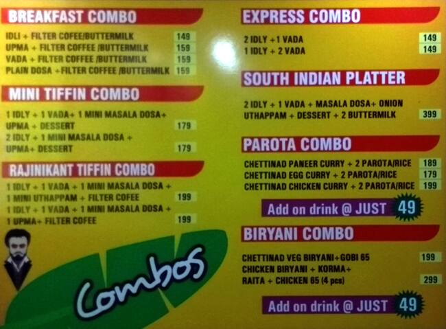 Menu at Chennai Express, Gurugram, Food Court