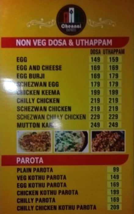Menu at Chennai Express, Gurugram, Food Court