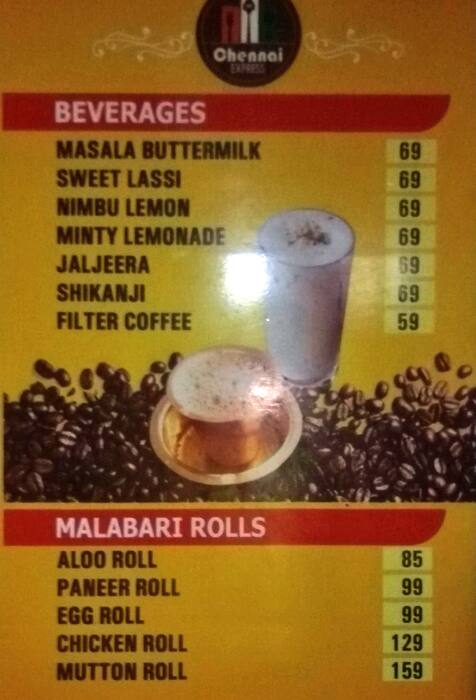 Menu at Chennai Express, Gurugram, Food Court
