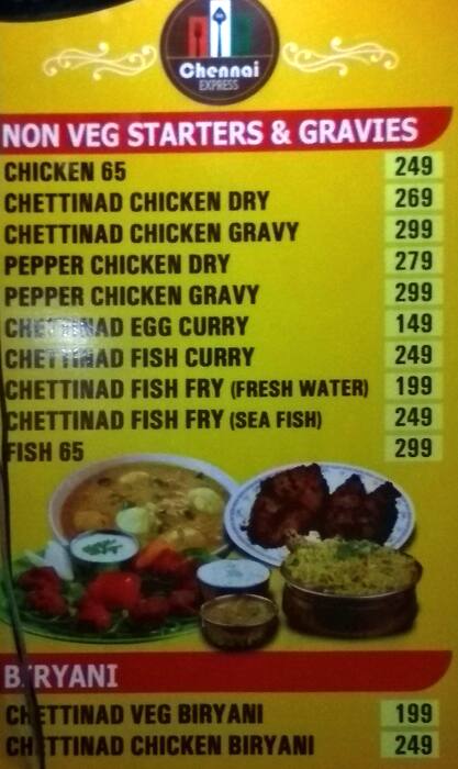 Menu at Chennai Express, Gurugram, Food Court
