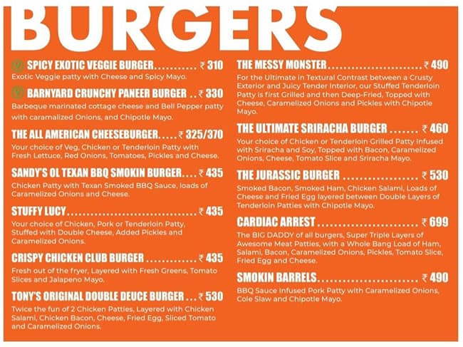 Menu at The Burger Pit, Mumbai
