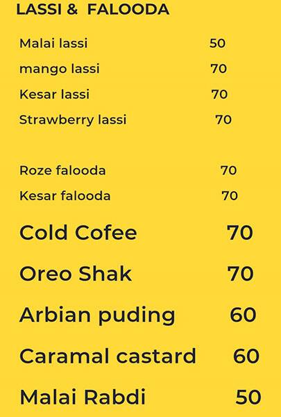 Menu of Sufi Irani Chai, Bhandup, Mumbai
