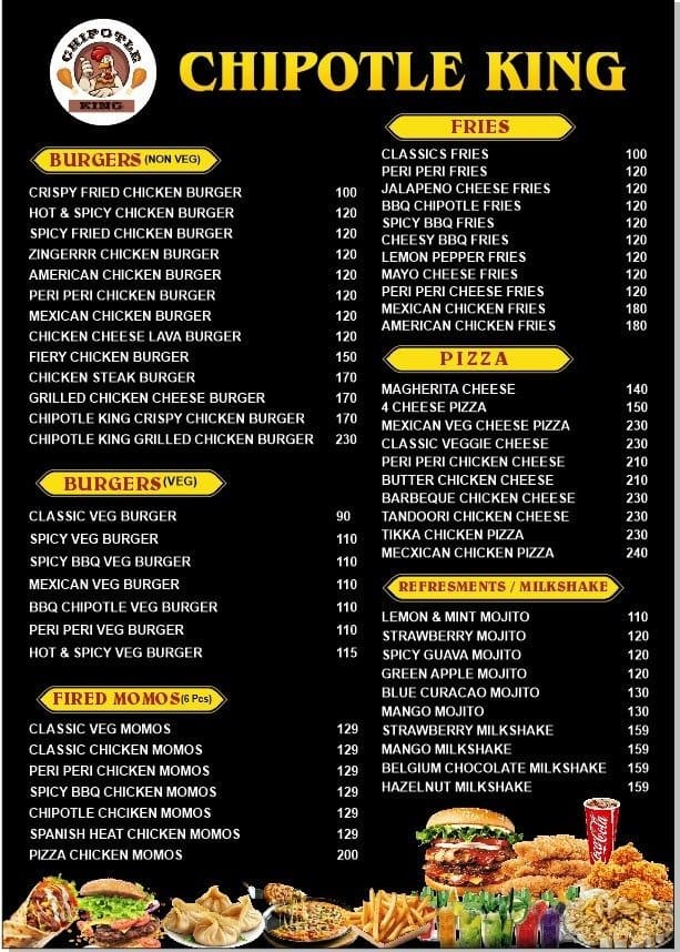 Menu of The Chipotle King, Mumbai Central, Mumbai