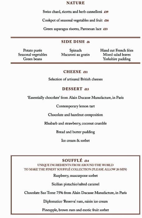 Menu at The Bar, London, The Dorchester