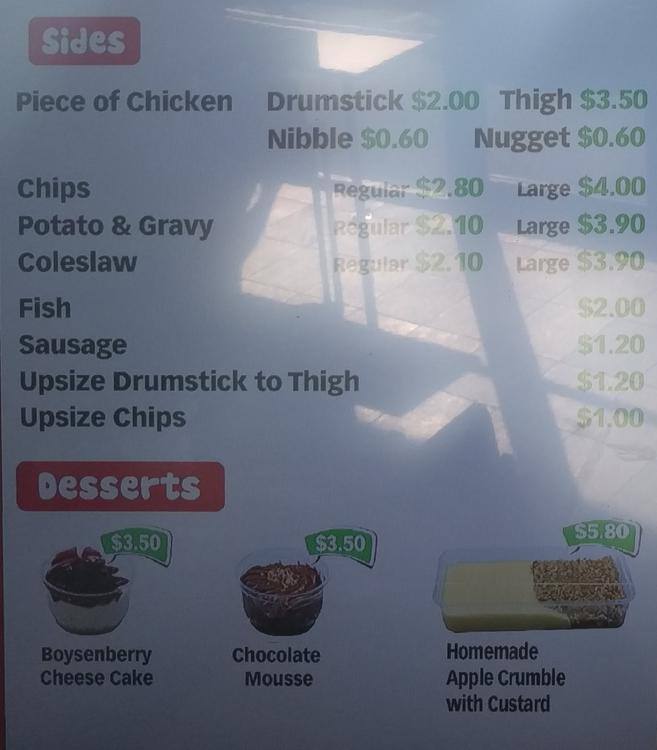 Menu at TNC Fried Chicken Manurewa restaurant, Auckland