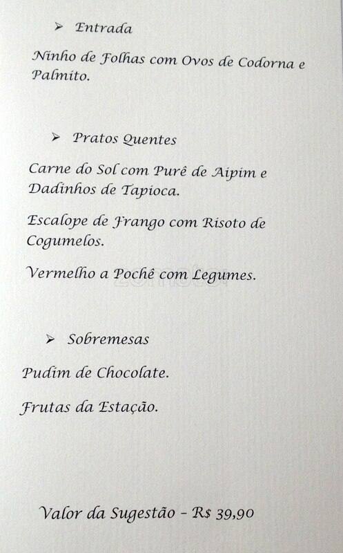 Menu at Restaurante Cedro, Salvador