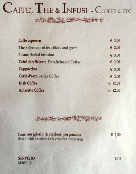 Menu da Hostaria Antica Roma ristorante, Roma