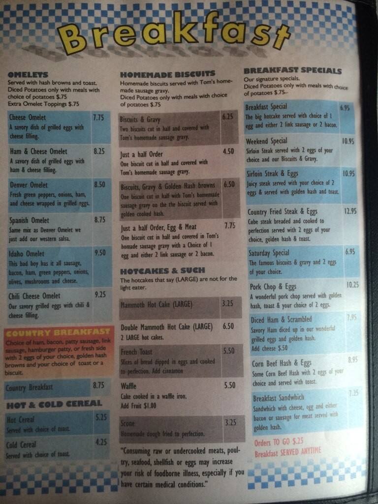 Menu at Martha's Cafe, Blackfoot, 851 S Broadway St