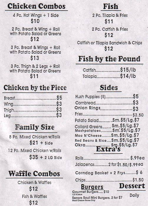 Menu at Serious Soul At Cubby's restaurant, Auburn