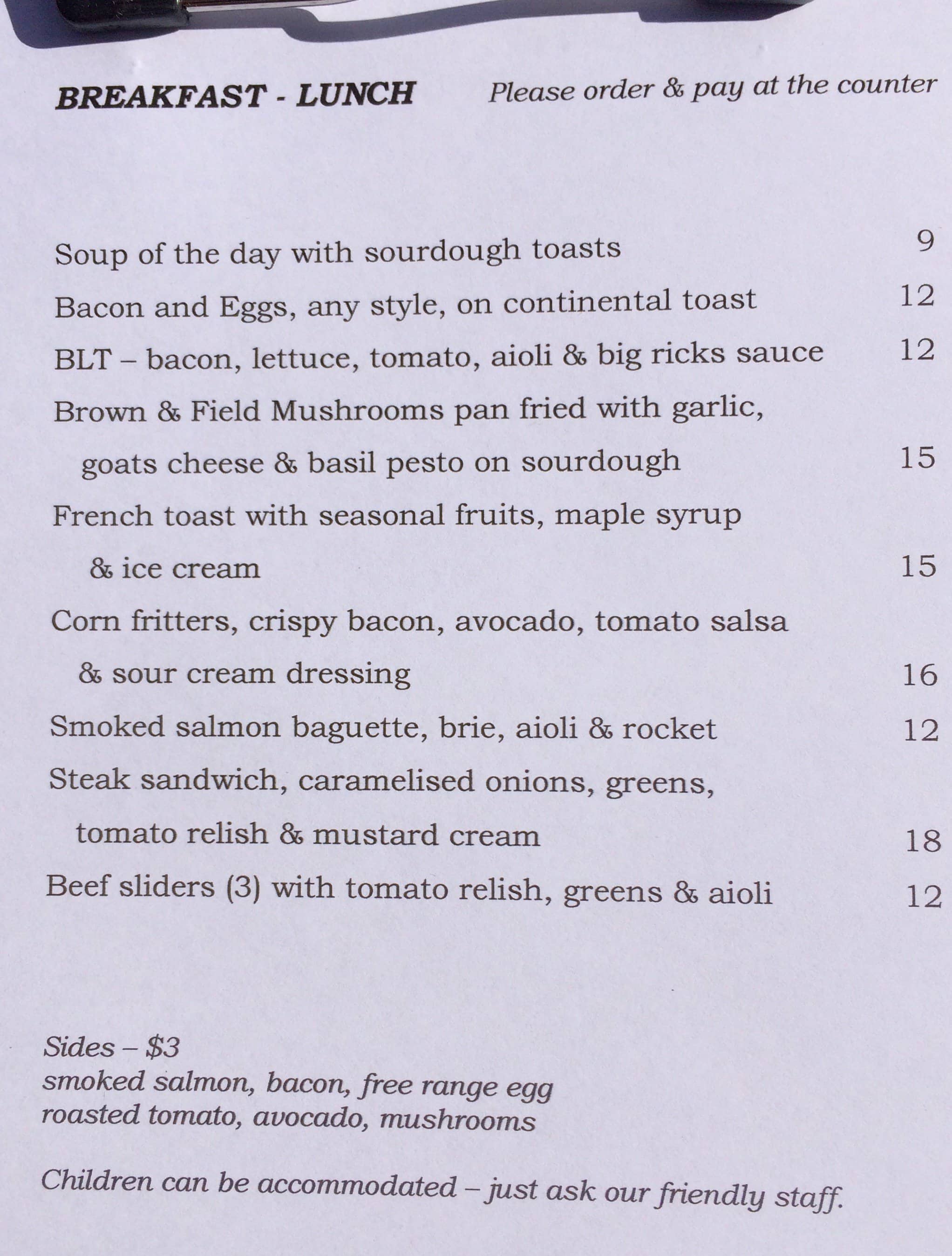 Menu at Alexandra Hotel pizzeria, Alexandra