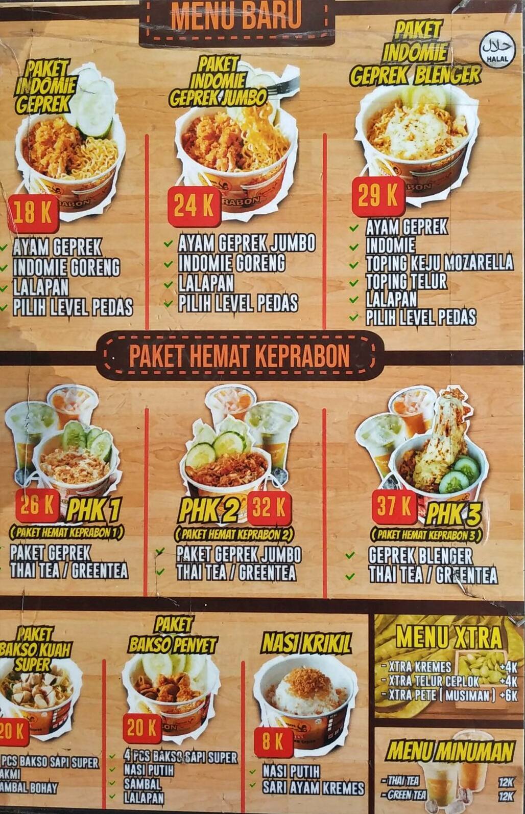Menu at Ayam Keprabon Express restaurant, Tangerang, Jalan CBD Gading ...