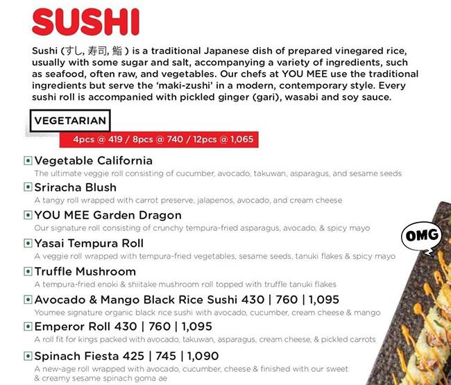 Menu at YouMee, Gurugram, G34W+79R