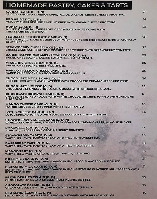 Menu at Bake station Cafe, Abu Dhabi