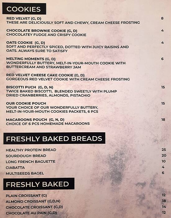Menu at Bake station Cafe, Abu Dhabi