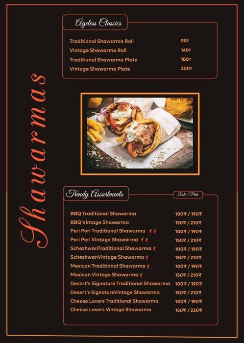 Menu of Desert Shawarma, Kondalampatti, Salem