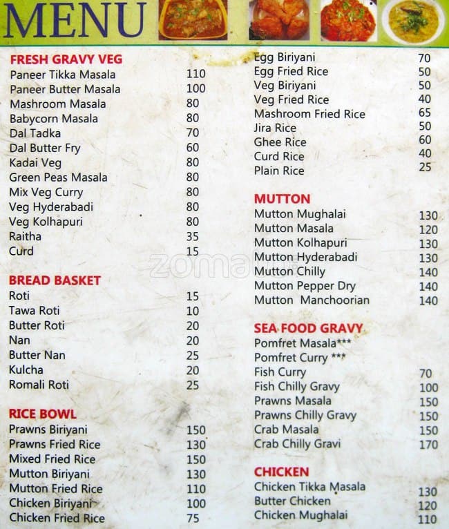 Menu at Green Park Bar And Restaurant, Bengaluru, 71A/293