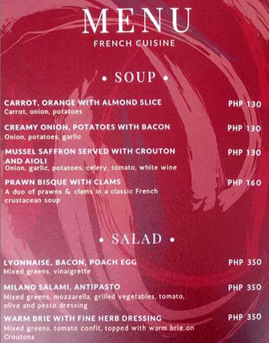 Menu at Vatel Restaurant Manila, Manila