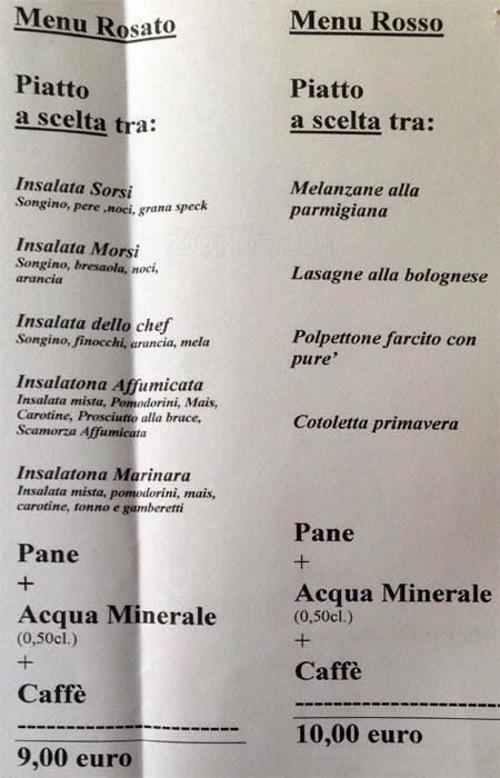 Menu da Sorsi & Morsi pub & bar, Milano