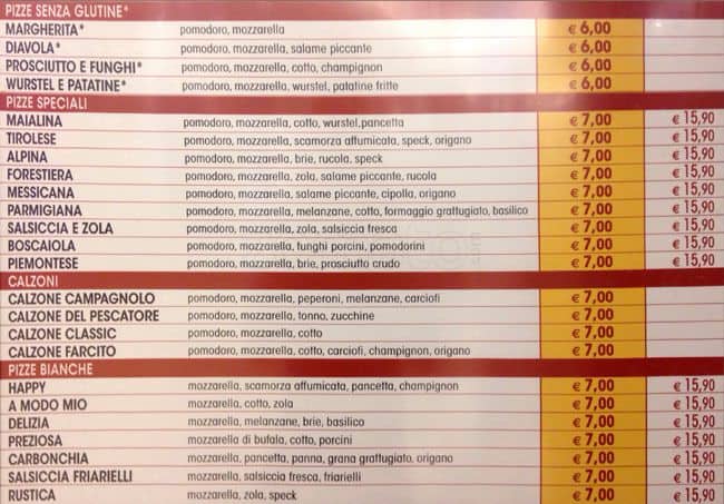 Menu at A Modo Mio pizzeria, Sesto San Giovanni, Viale Italia 555