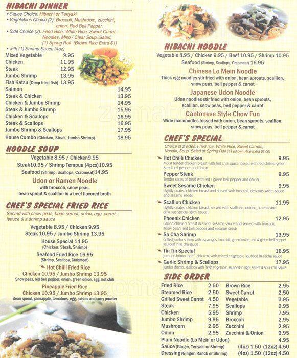 Menu at Tintin Cafe, Charlotte