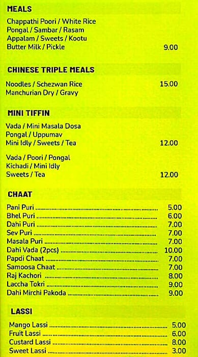 Menu of Green Gate, Al Karama, Dubai
