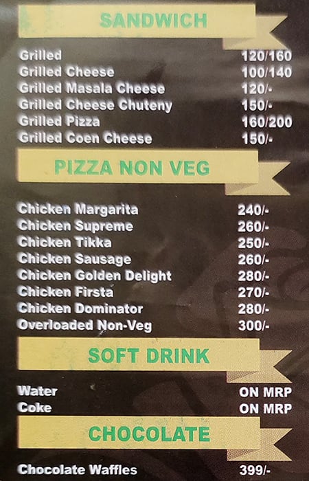 Menu at Magpie cafe and restaurant, New Delhi