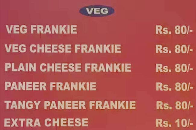 Menu of Tibb's Frankie - Serving Rolls Since 1969, Trimulgherry ...