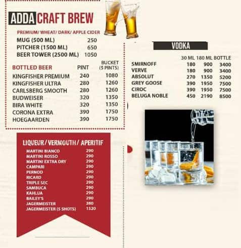 Menu at Adda By Striker, Gurugram, SCO 24