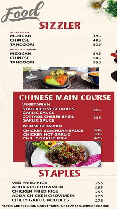 Menu at Adda By Striker, Gurugram, SCO 24