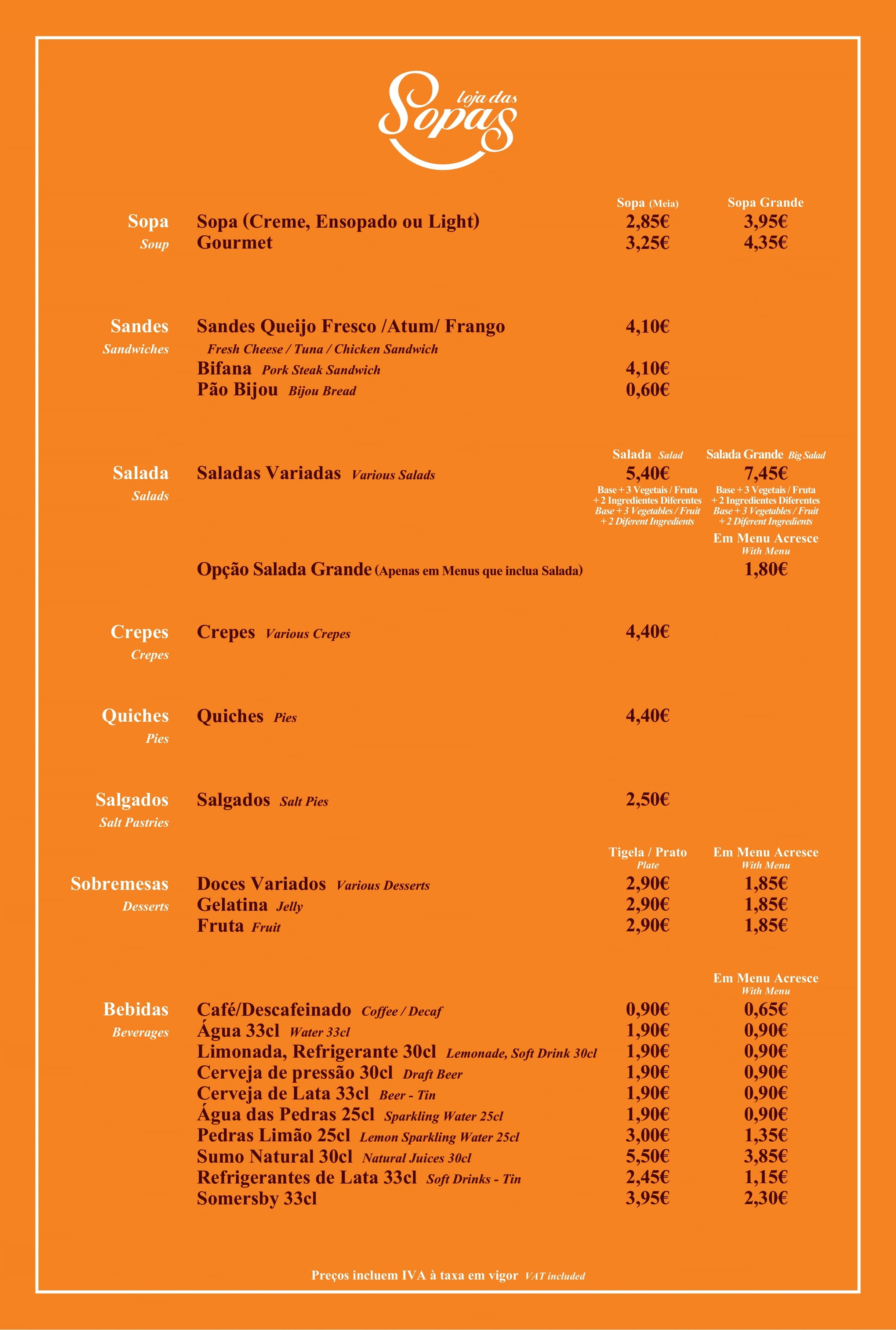 Menu at Loja Das Sopas restaurant, Odivelas, Estr. da Paiã
