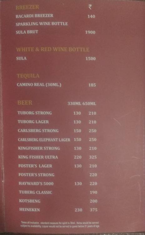 Menu at My Bar, Jaipur