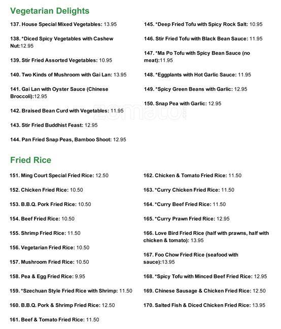 Menu at Ladner Ming Court Restaurant, Delta