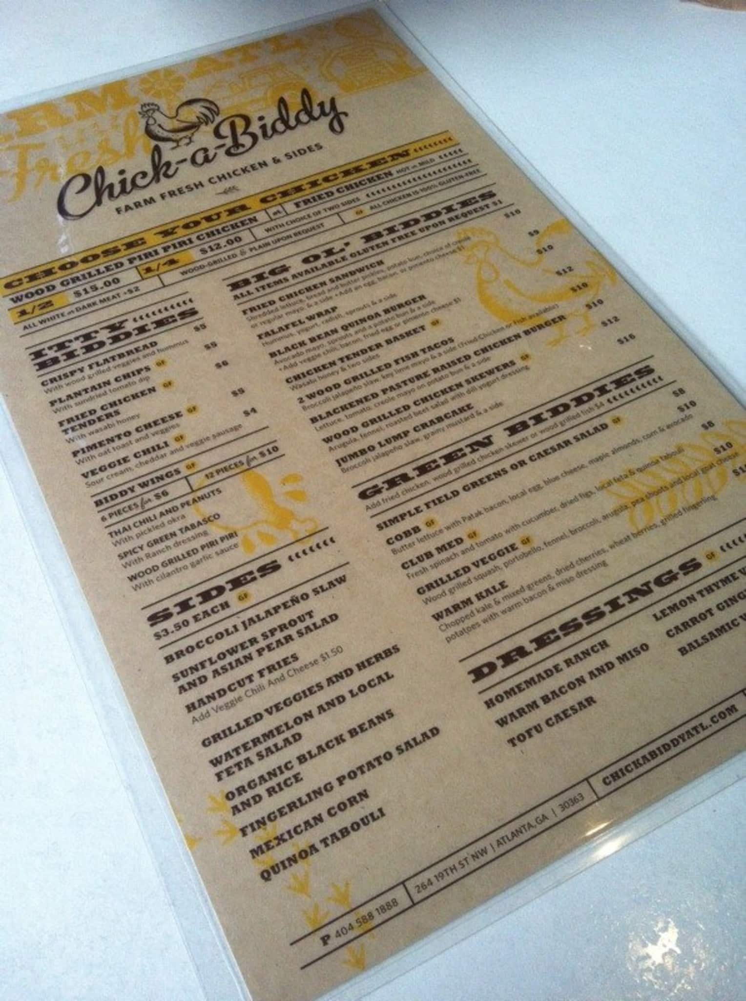 Chick-a-Biddy Menu, Menu for Chick-a-Biddy, Midtown, Atlanta ...