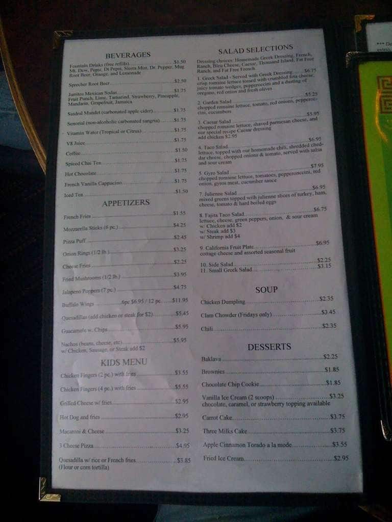 Menu at Tellos Grill & Cafe, Port Washington