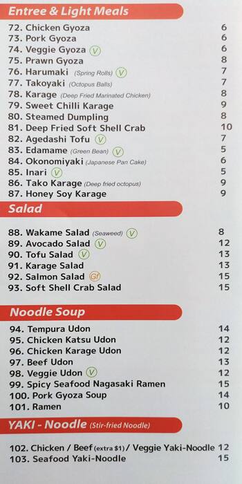 Menu at Sushi Maho restaurant, The Gap