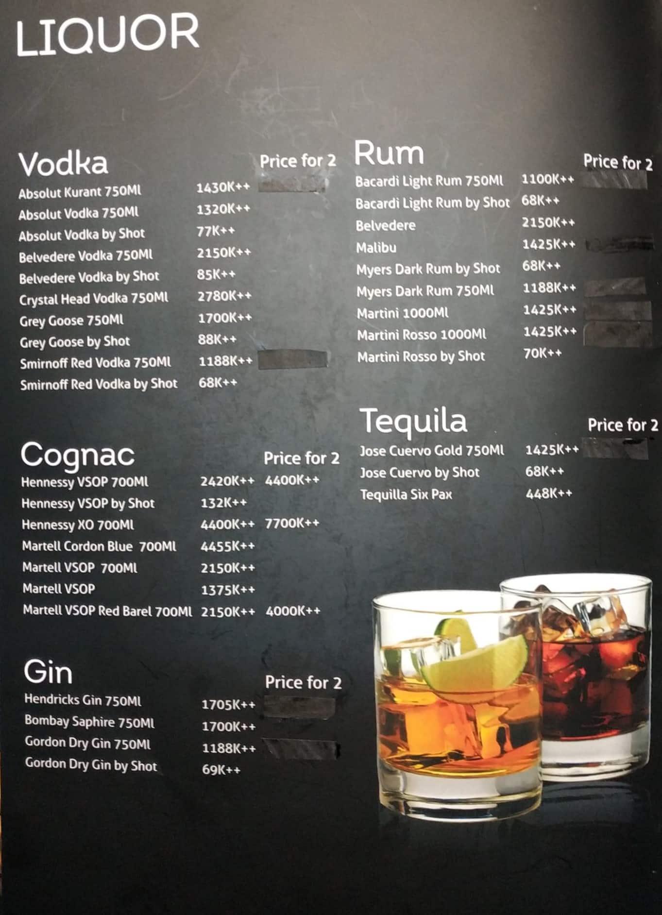 Menu at Afterhour Pantai Indah Kapuk pub & bar, North Jakarta