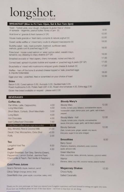 Longshot Menu, Menu for Longshot, Ponsonby, Auckland - Menumania/Zomato