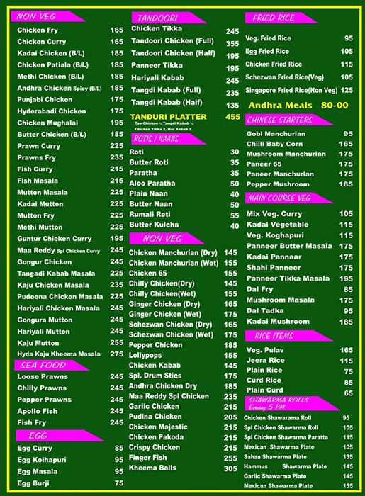 Menu at Hyderabadi Biryani Mahal, Bengaluru, 132