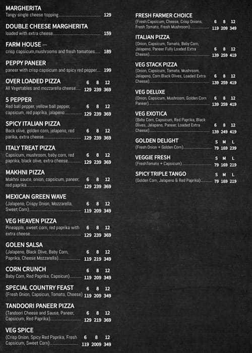 Menu of The Pizza Fire, Narela, New Delhi