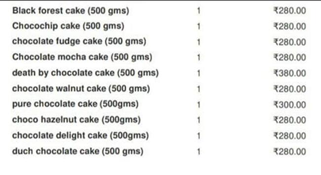 Menu of Cake Mania, Dharampur, Dehradun