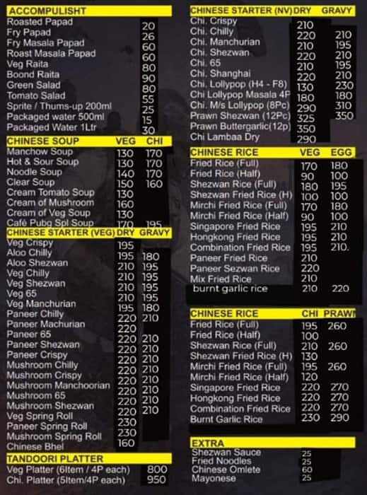 Menu of PUBG Kitchen, Wagle Estate, Thane West, Thane