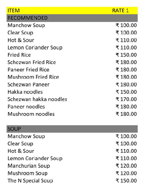 Menu of Mamu Chinese, Vile Parle East, Mumbai