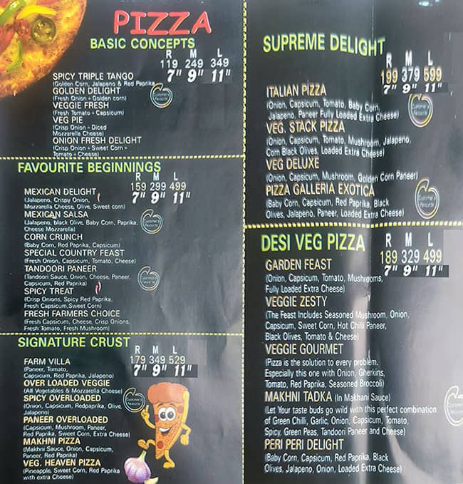 Menu of Oya Pizza, Jhotwara, Jaipur